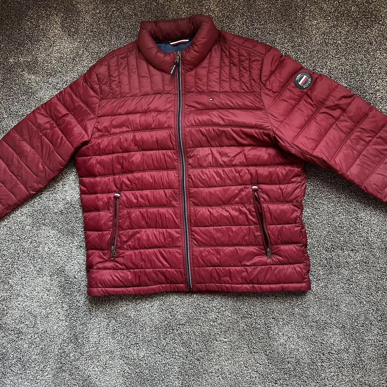 Tommy Hilfiger red puffer jacket XXL #red... | Depop