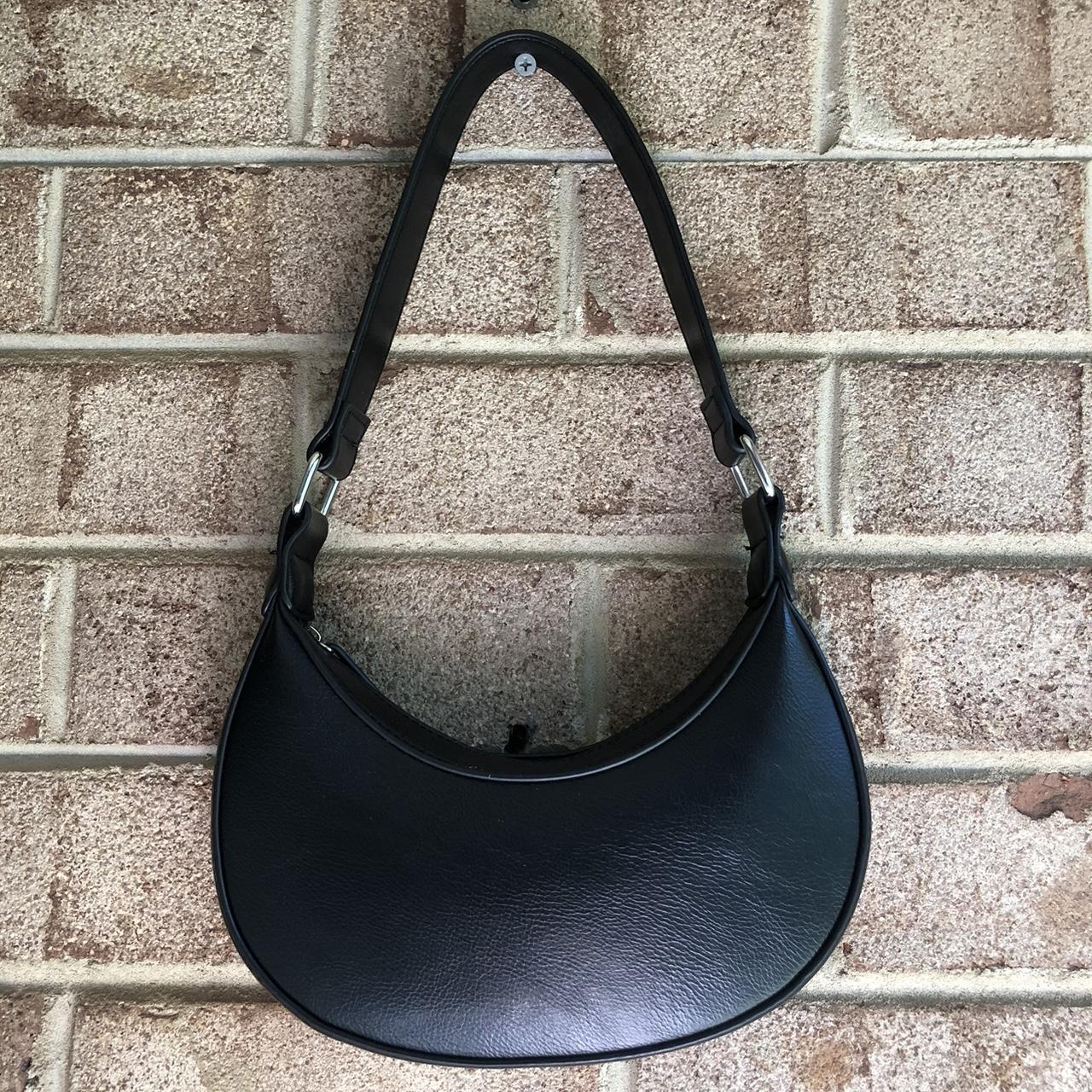 GLASSONS black faux-leather crescent mini bag w/... - Depop