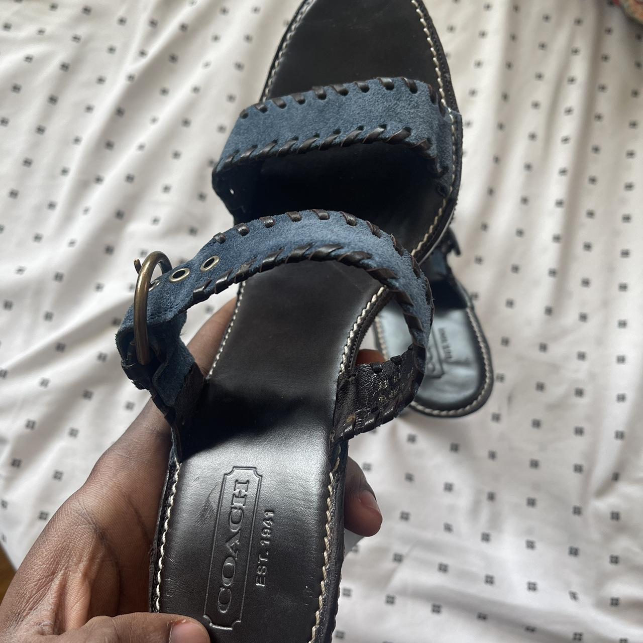 Coach Women's Brown and Blue Sandals | Depop