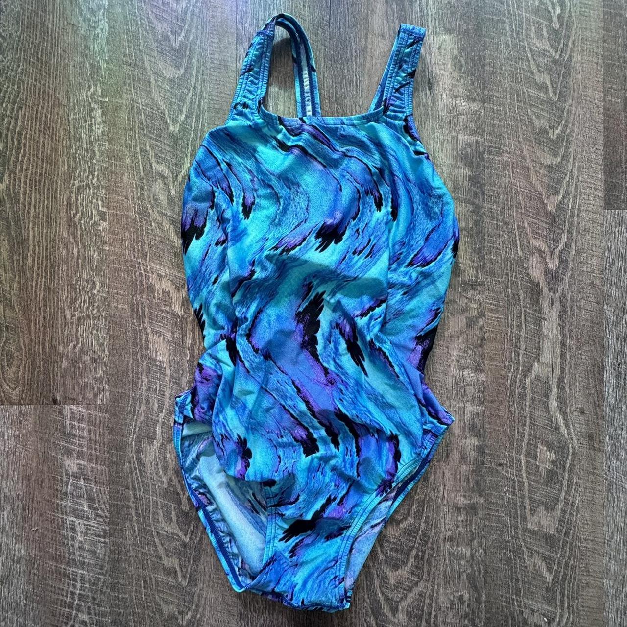 speedo blue swim one piece - Depop