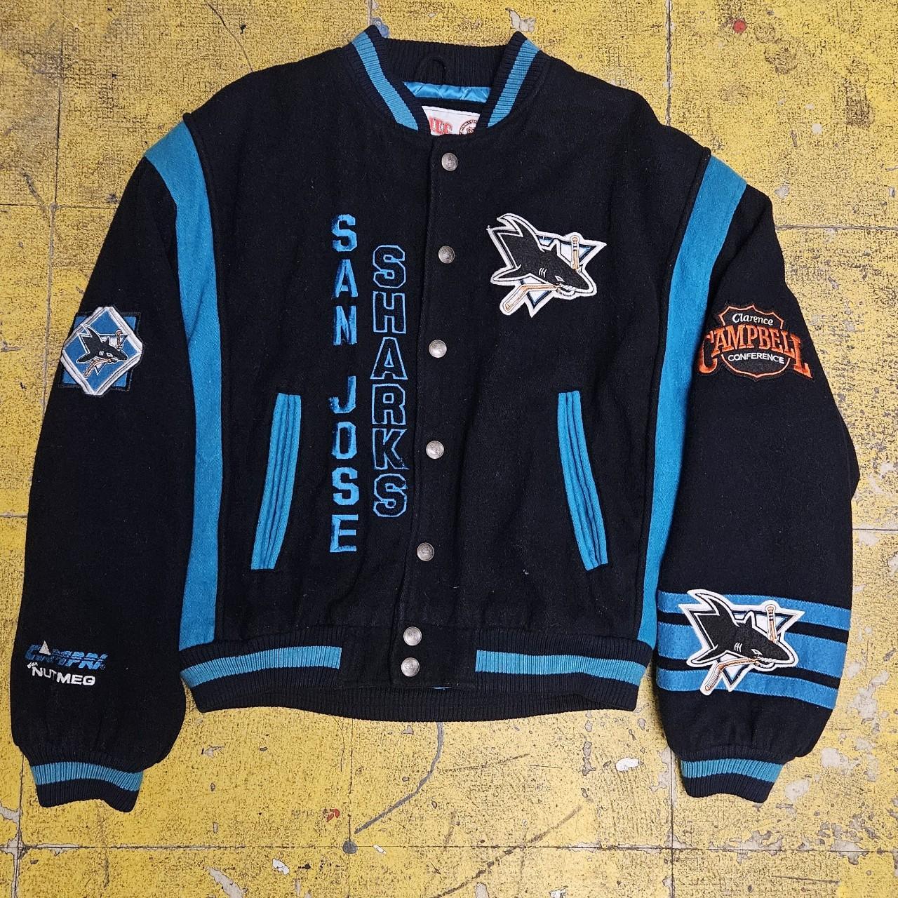 San Jose Sharks 90s Nutmeg varsity jacket *FLAW AS... - Depop