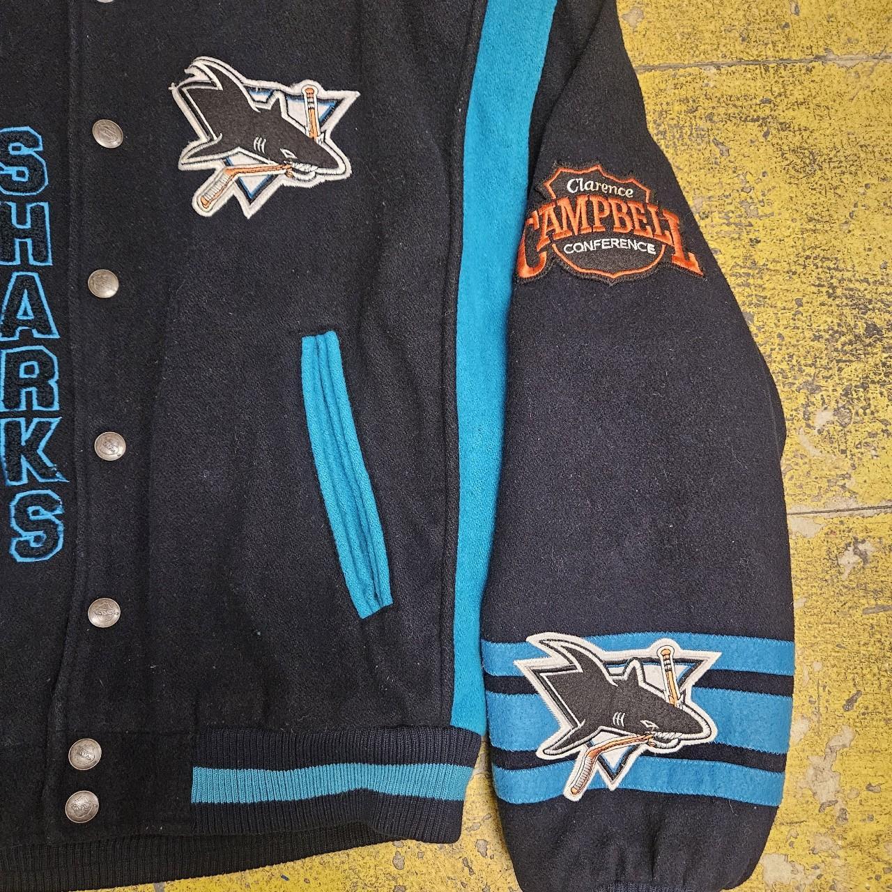 San Jose Sharks 90s Nutmeg varsity jacket *FLAW AS... - Depop