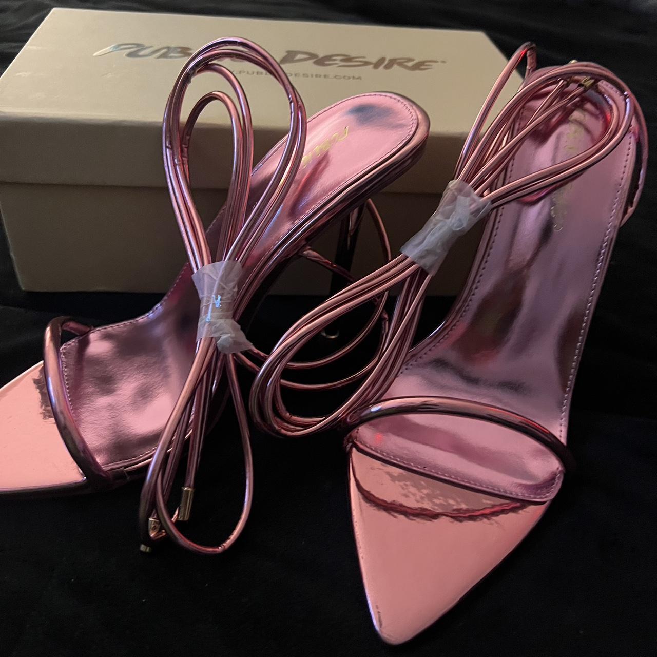 Metallic Pink Heels - Depop