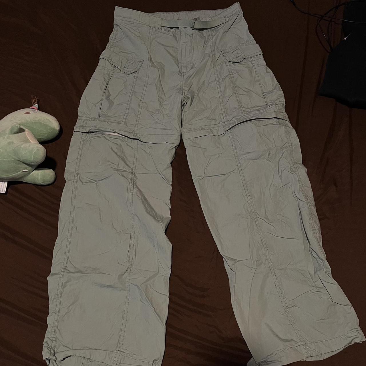 Light green cargo pants with adjustable waist - size... | Depop