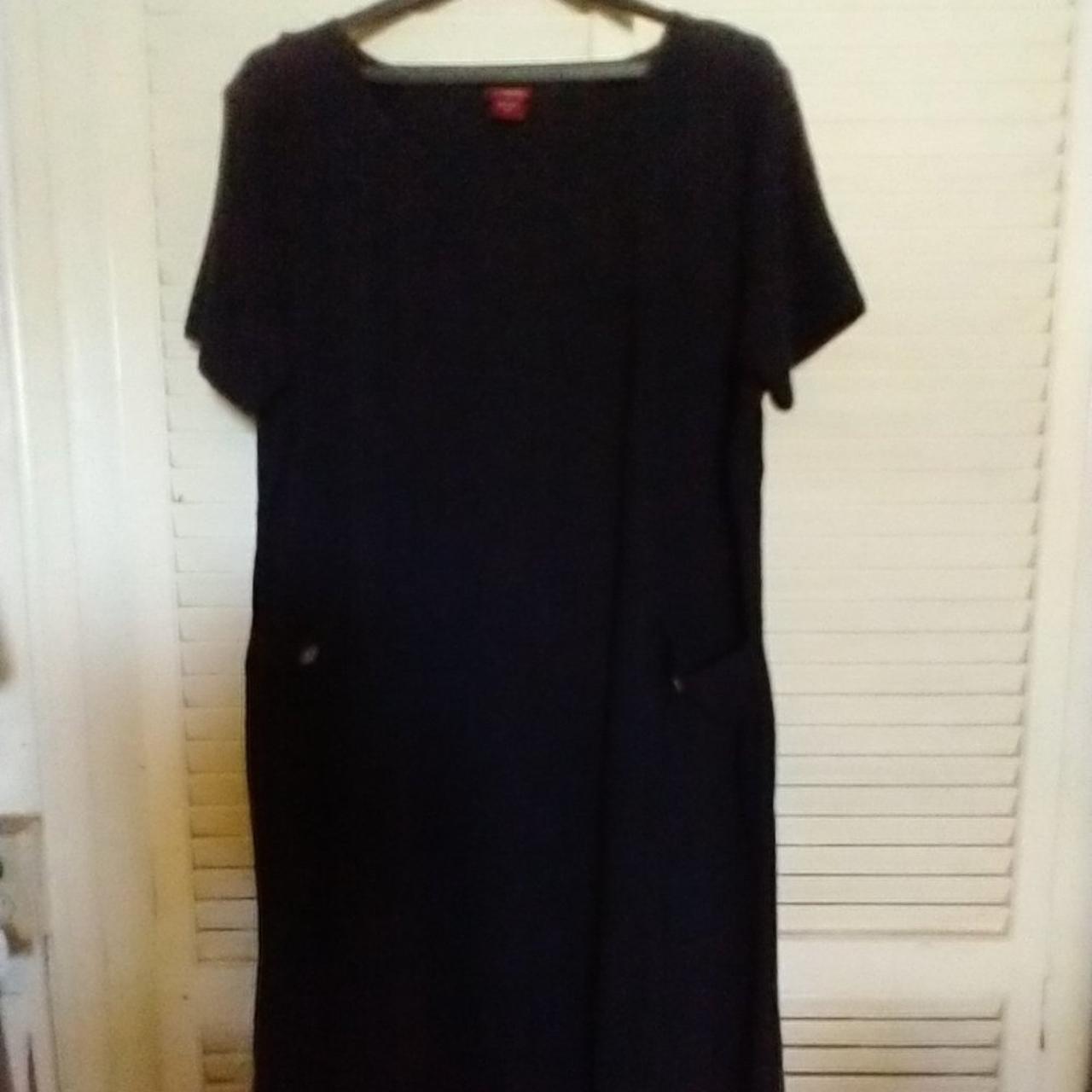 Toofan black cotton dress short sleeve round neck... - Depop