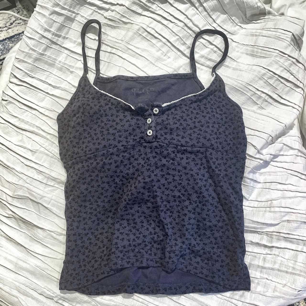 brandy melville floral button up tank top brandy... | Depop