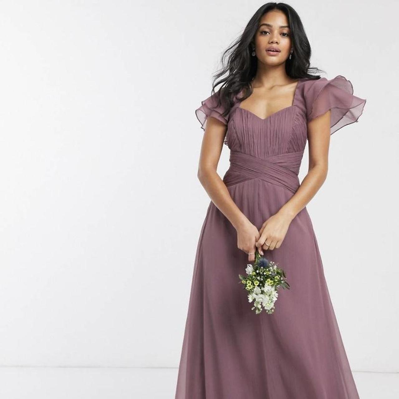 ASOS DESIGN Bridesmaid short sleeve ruched maxi... - Depop