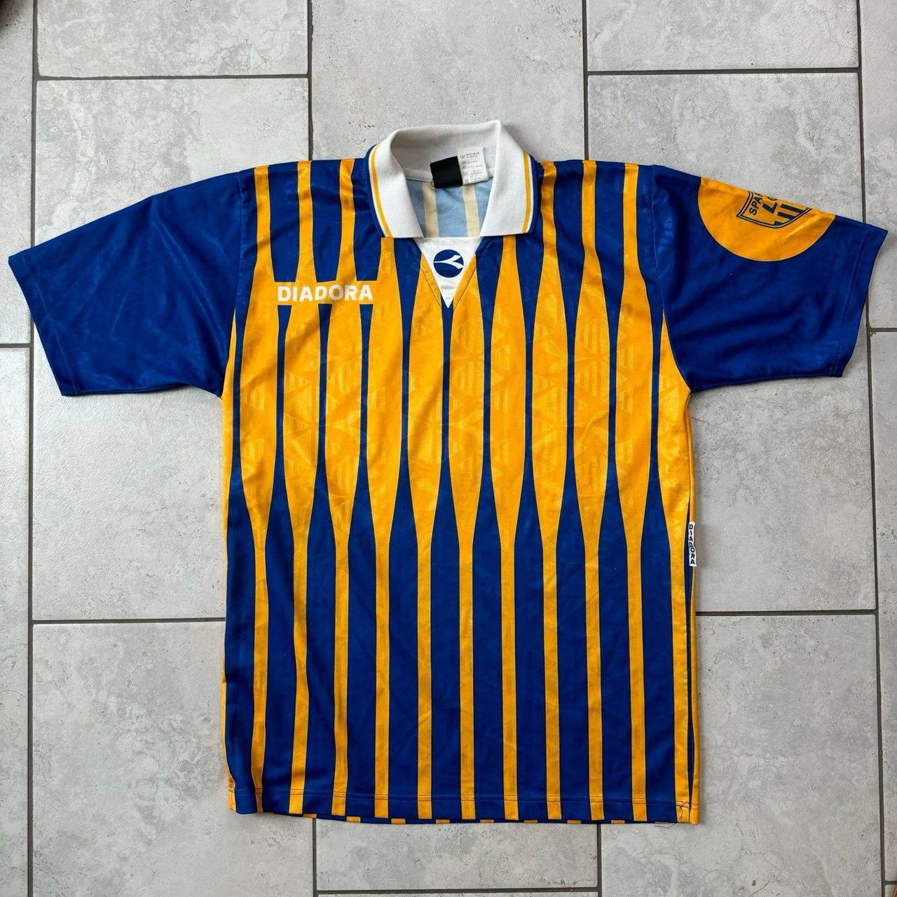 Vintage Diadora Soccer Jersey Size L Mens Yellow... | Depop