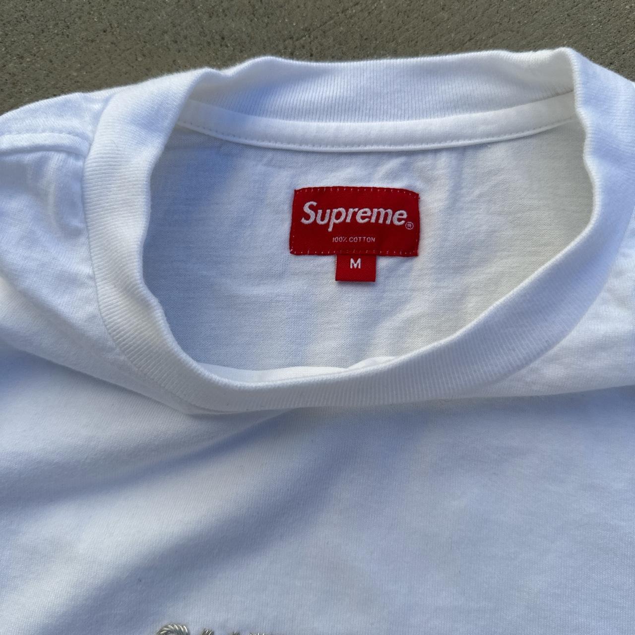 Supreme Men's White and Silver T-shirt | Depop
