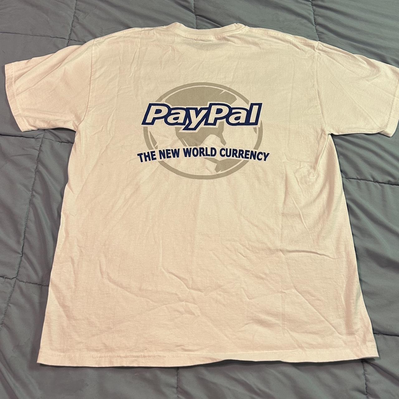 Apple Men's Blue and White T-shirt | Depop