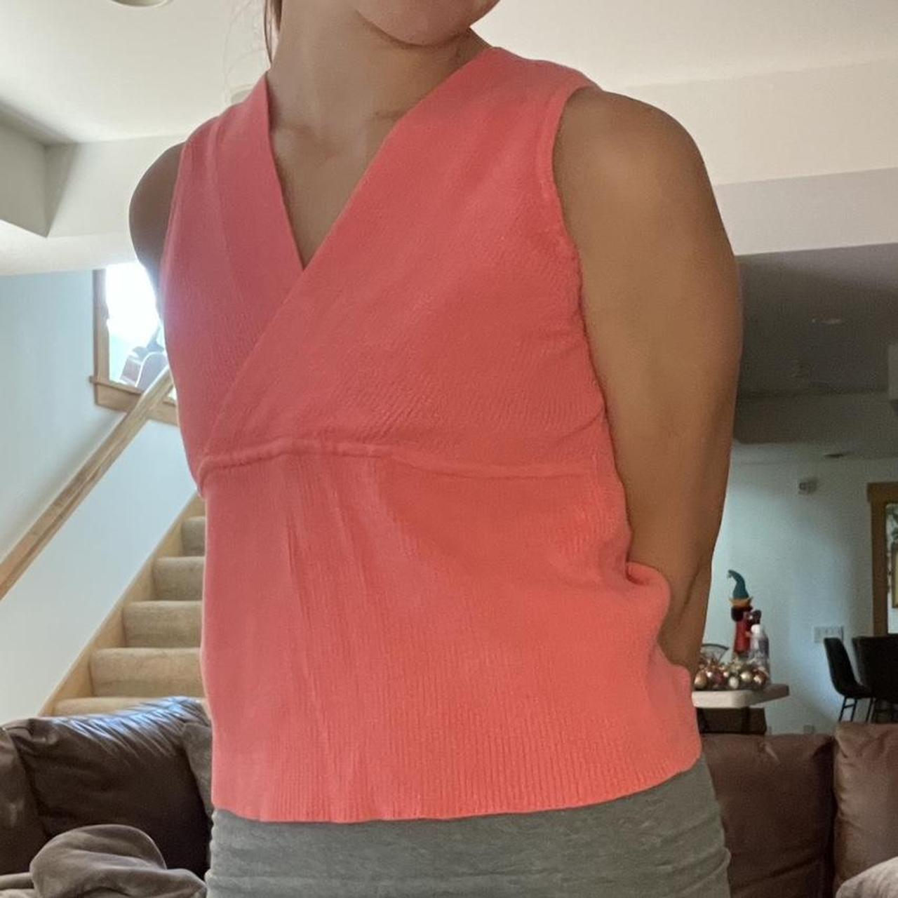 peach/pink crossover knit tank top A- line fit very... - Depop