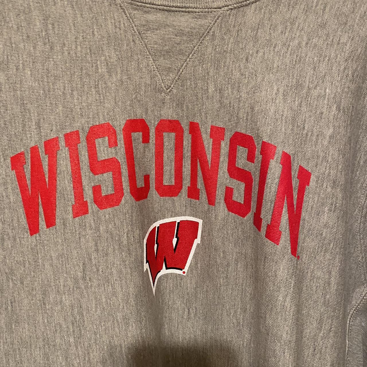 university of wisconsin crewneck only worn once... - Depop
