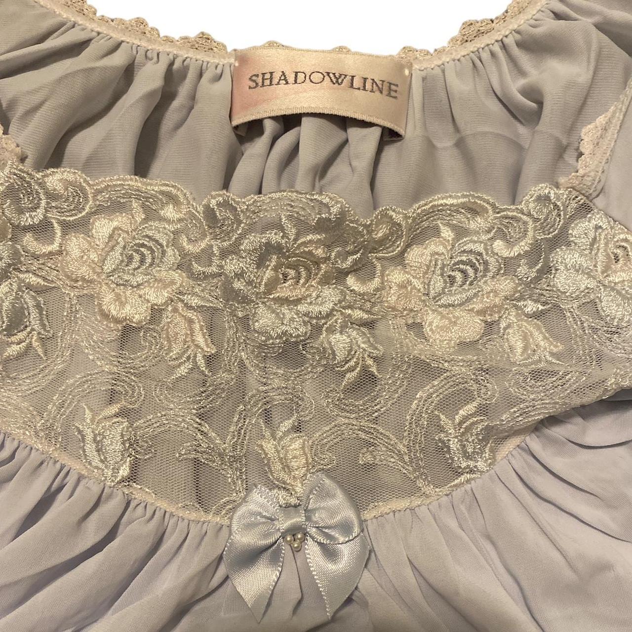 Shadowline vintage pale blue negligee with lace trim... - Depop