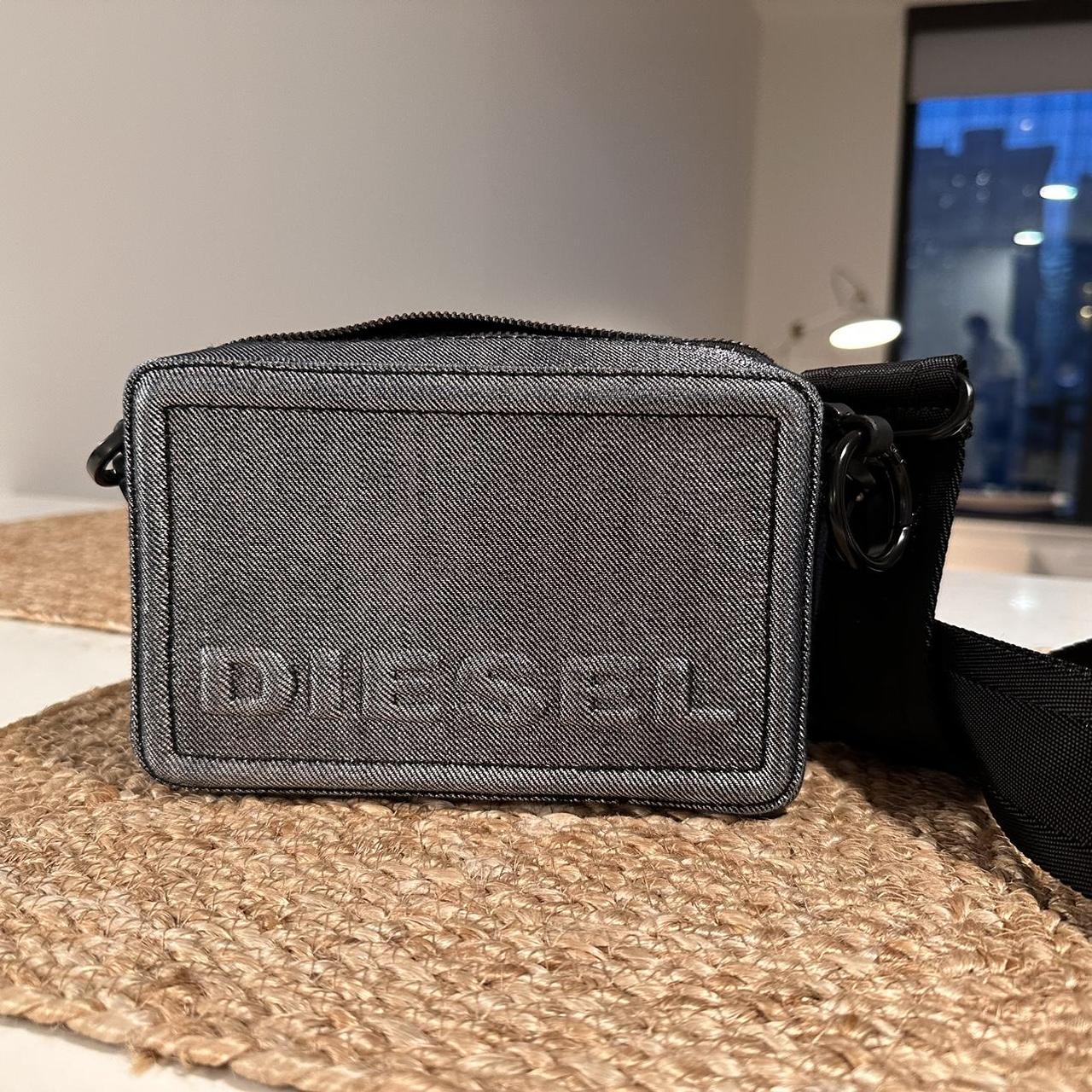 Diesel silver denim rectangular cross body bag.... - Depop