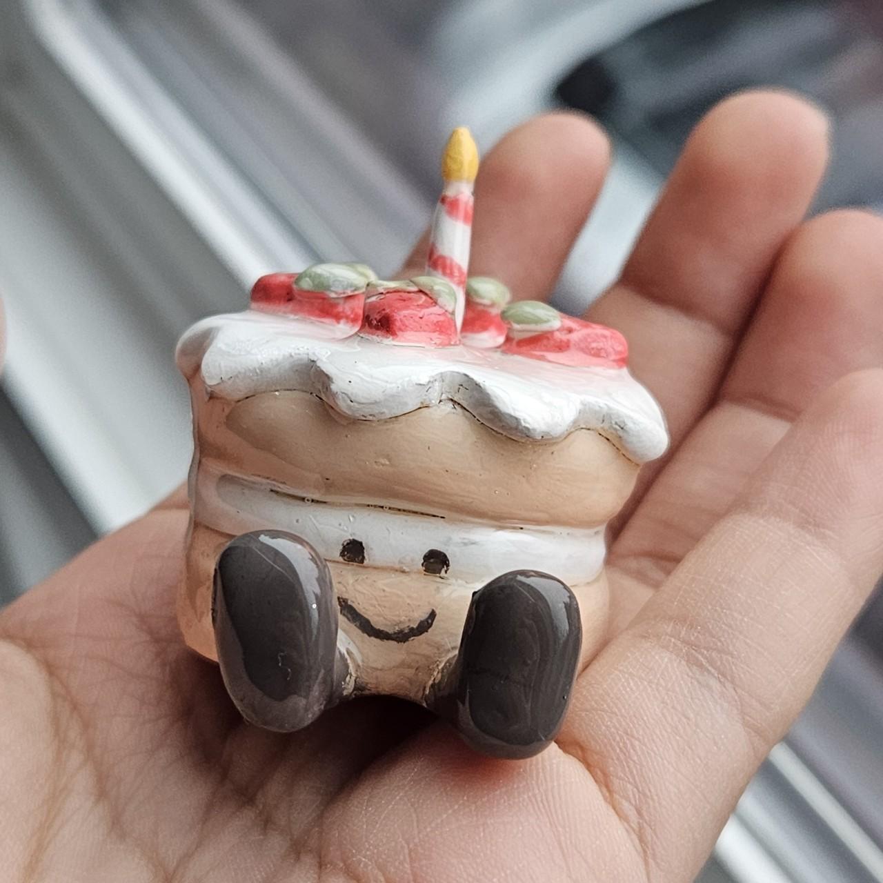 handmade jellycat cake clay figurine and glazed with... | Depop