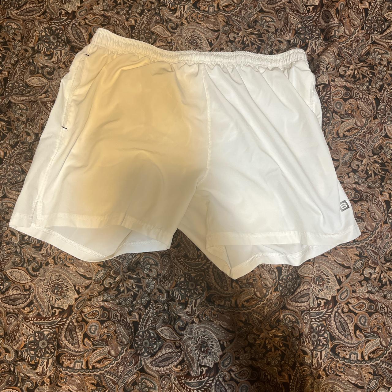 White mesh shorts 5 inch inseam - Depop