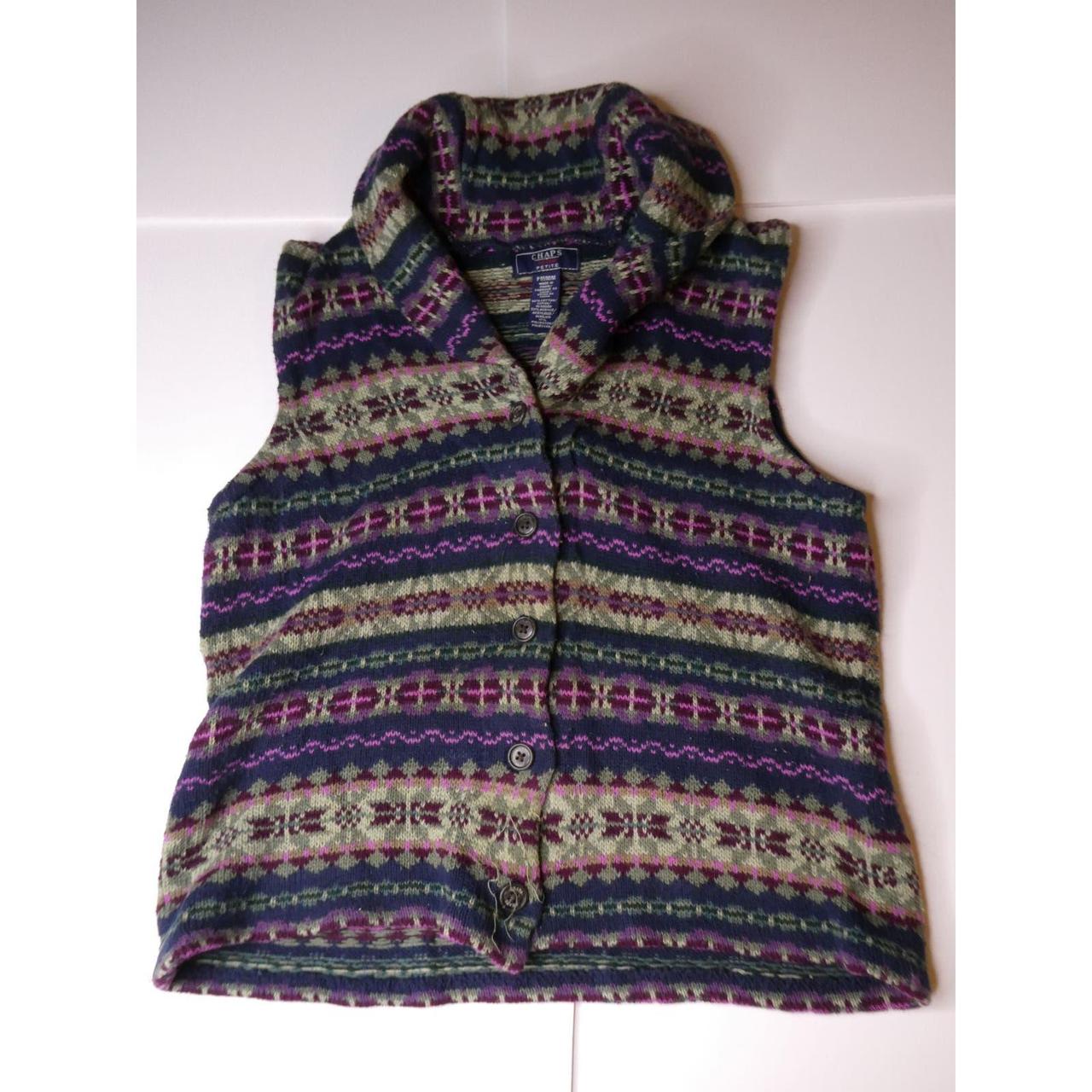 CHAPS button-front sweater vest, petite medium 60%... - Depop