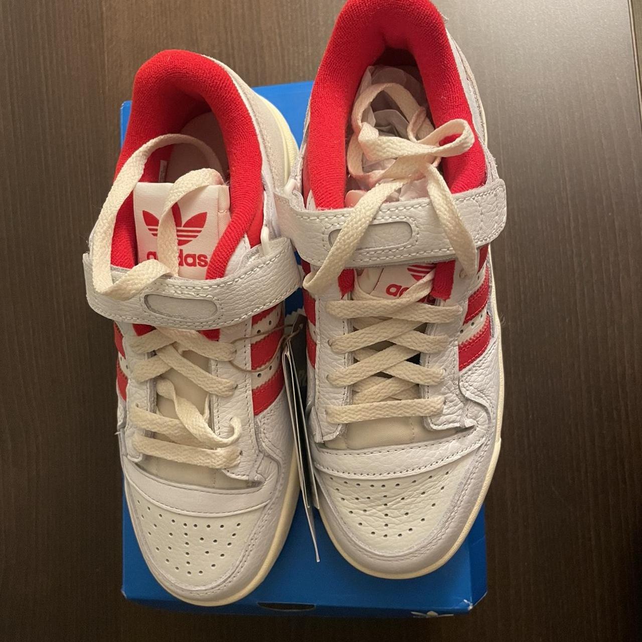 Adidas 84 forum low red and white Perfect condition... - Depop