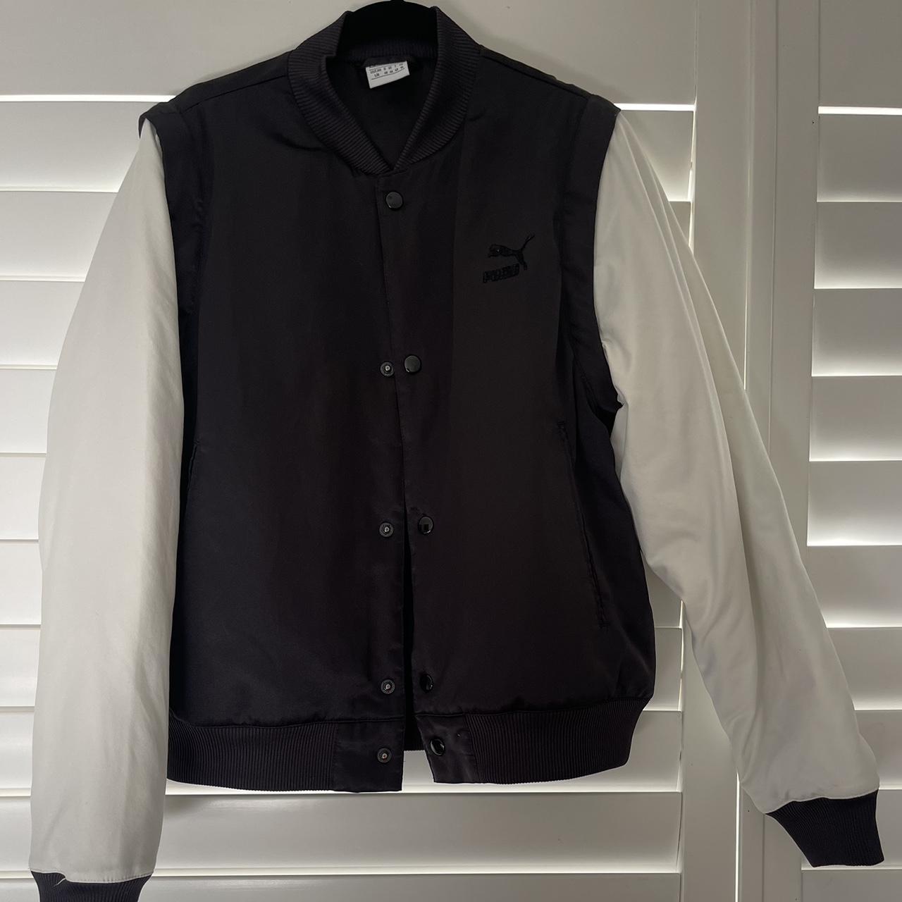 Puma 1948 bomber jacket black and white Sleeves... - Depop