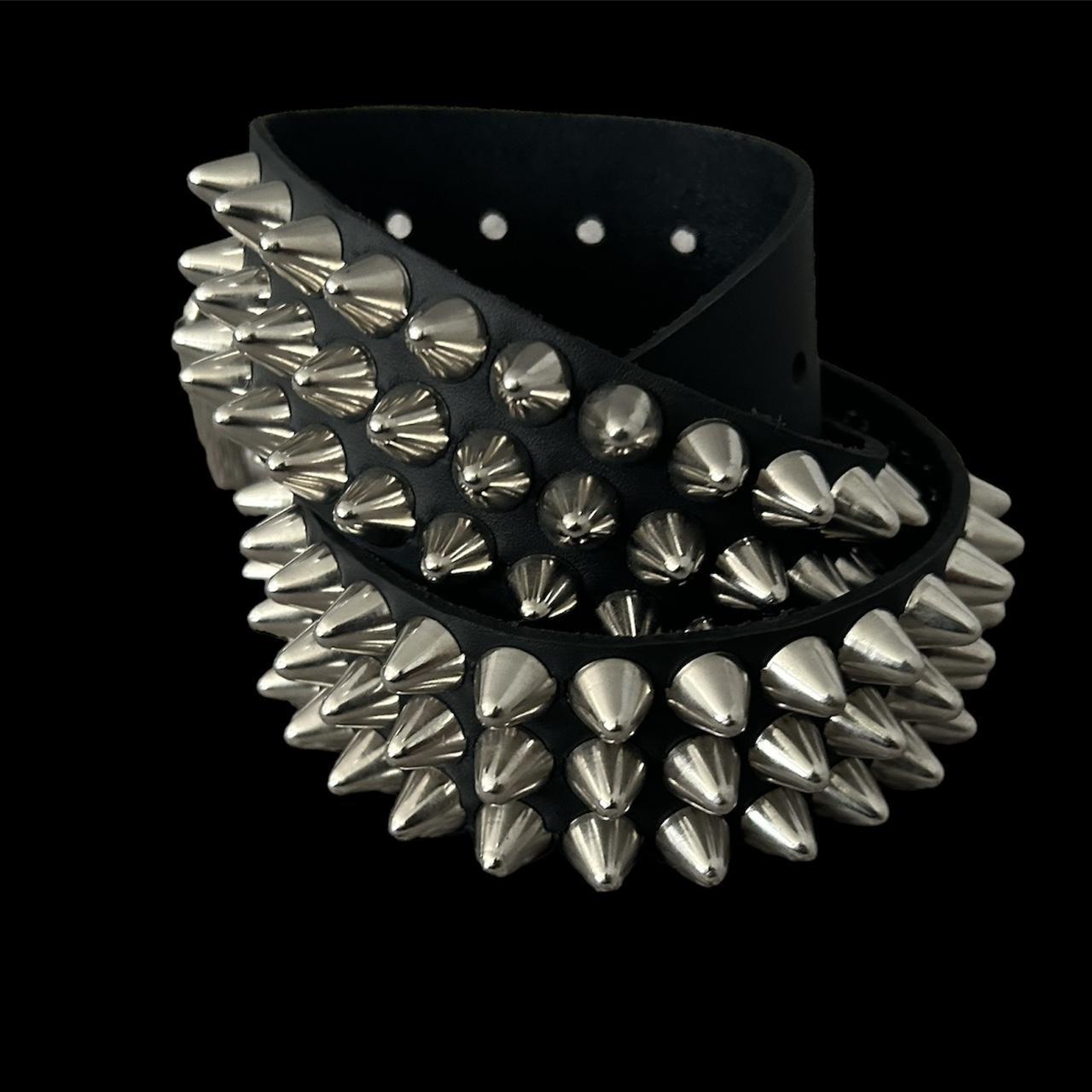 genuine leather spiked belt size 28 awesome belt... - Depop