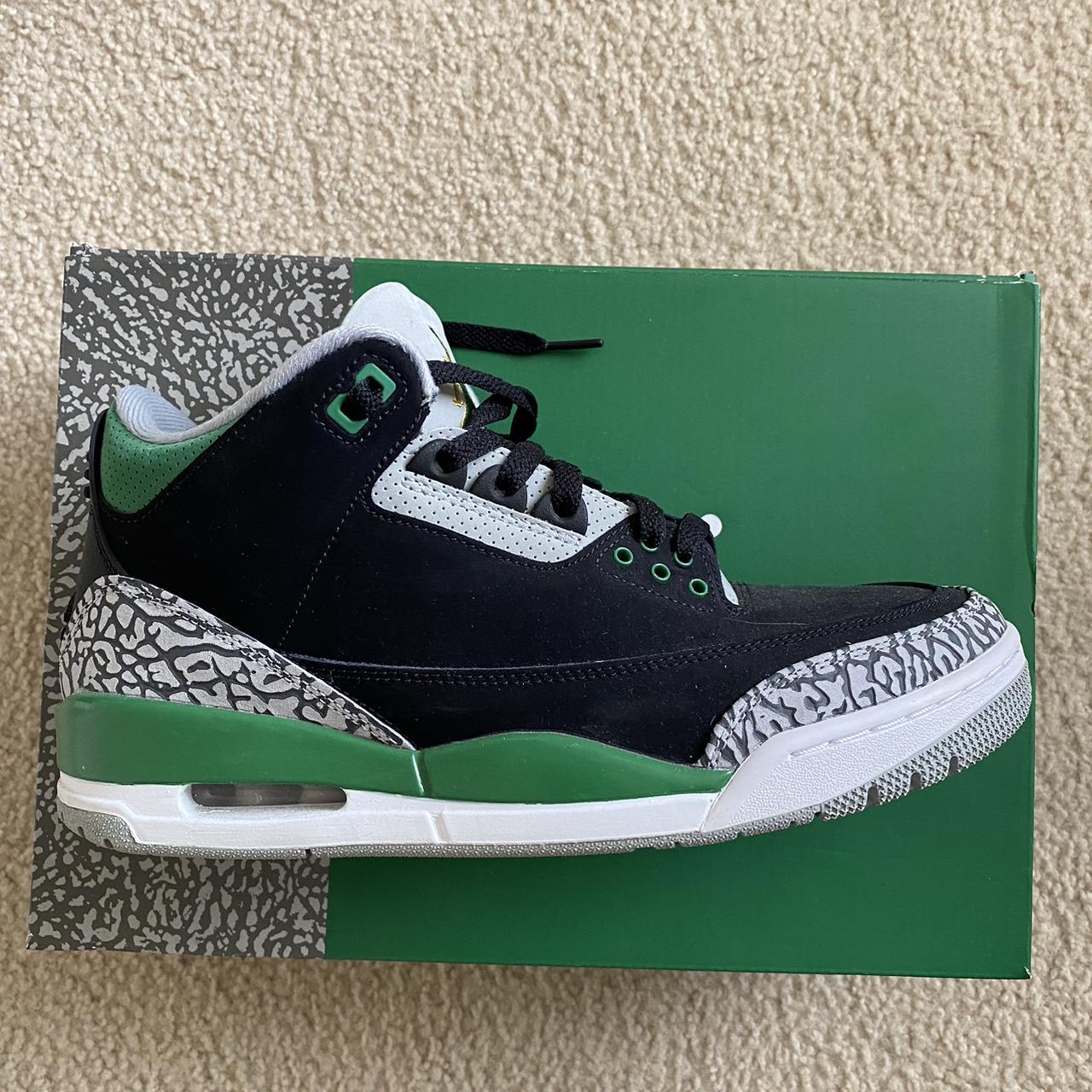 Pine green Air Jordan 3s, worn less than 5 times,... - Depop