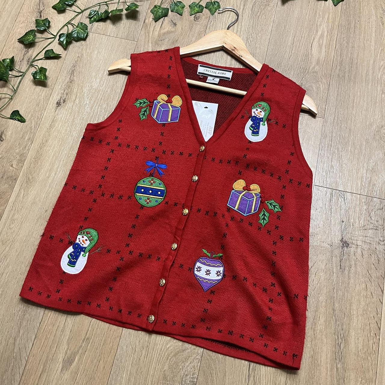 VINTAGE RED CHRISTMAS VEST WAISTCOAT SIZE 10... - Depop
