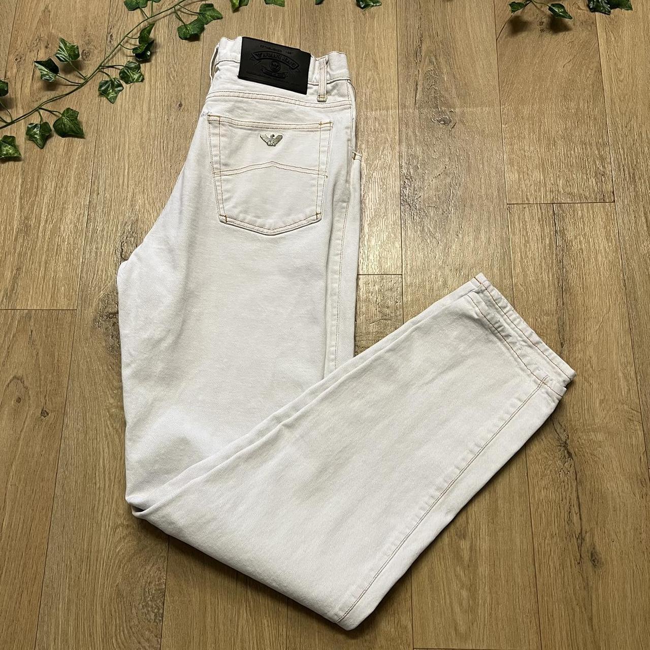 VINTAGE MEN’S ARMANI OFF-WHITE JEANS SIZE 32 x... - Depop
