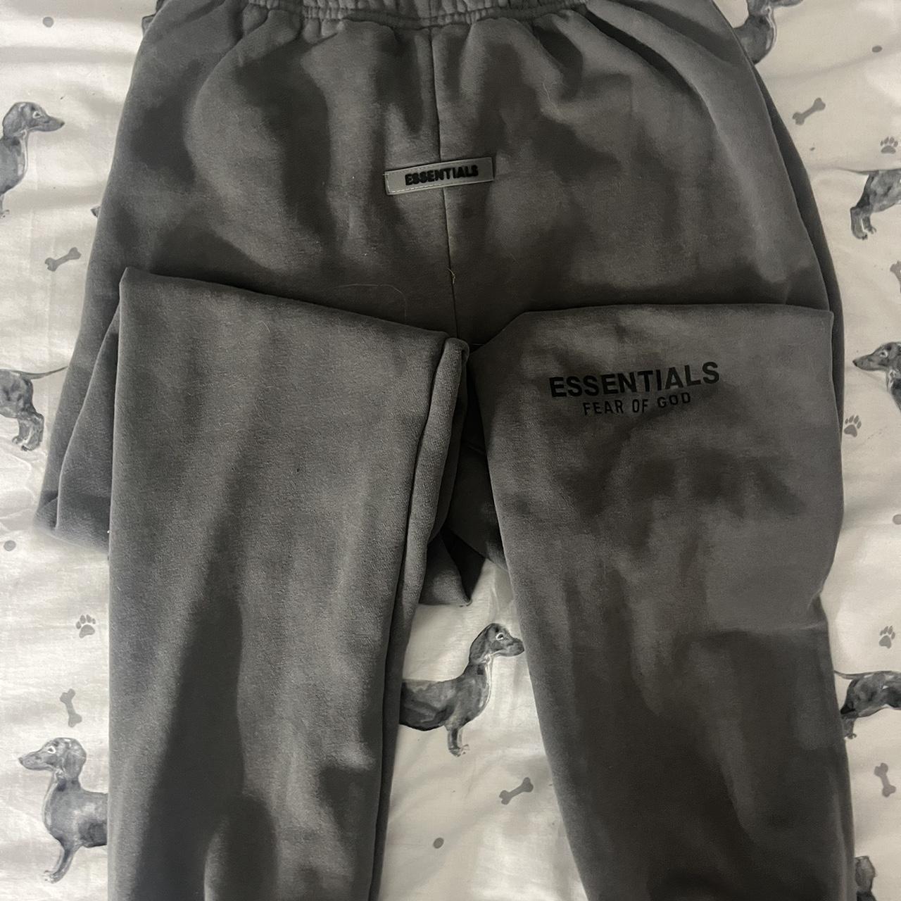 Dark grey essentials joggers they are a medium but... - Depop