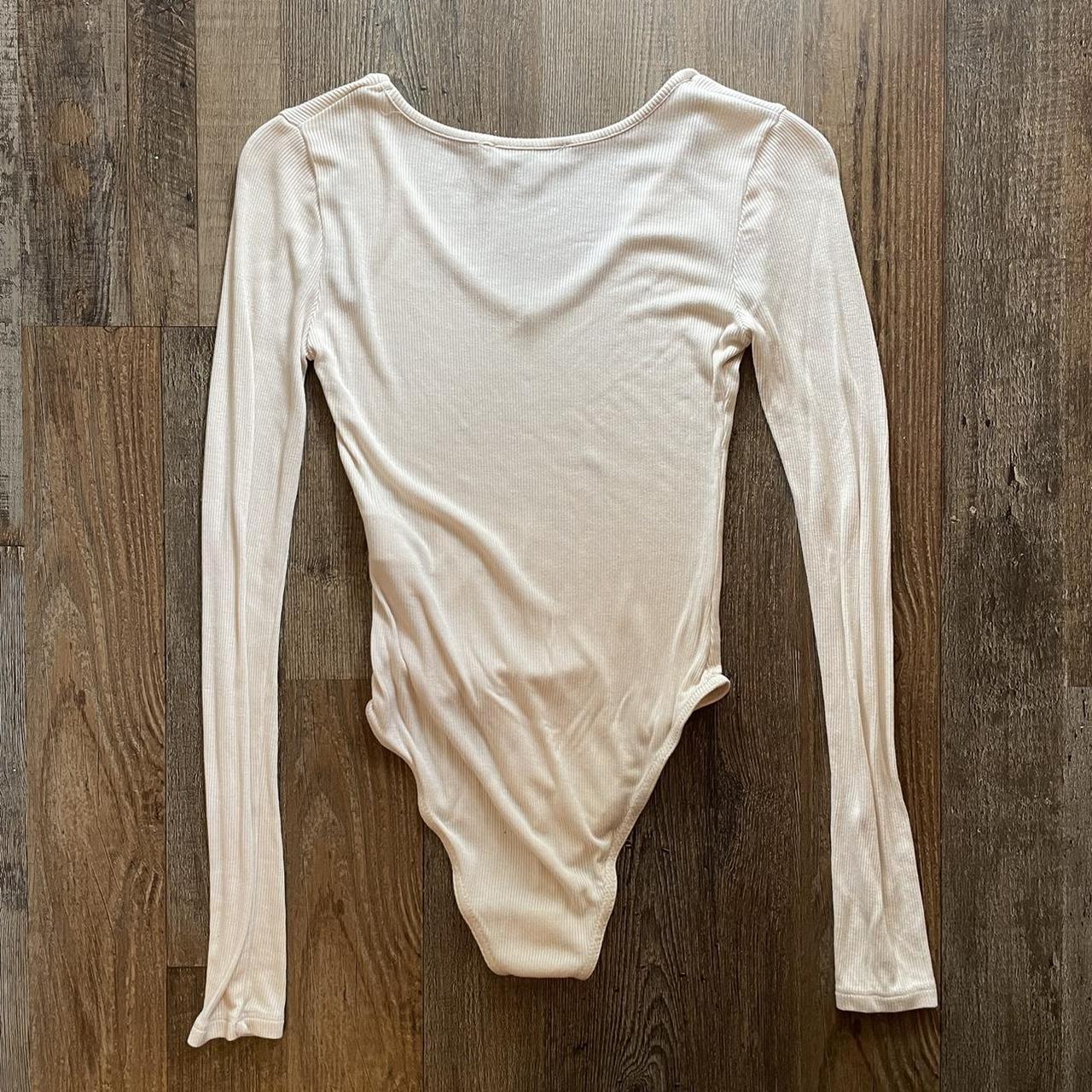 Missguided Women's White and Cream Bodysuit | Depop