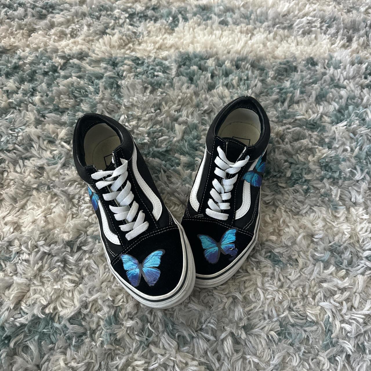 Beautiful blue butterfly custom Vans ! There is one... - Depop