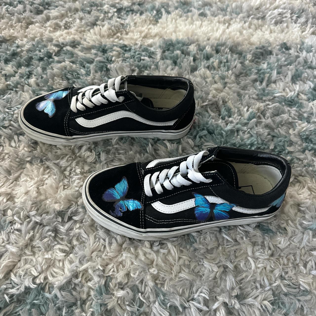 Beautiful blue butterfly custom Vans ! There is one... - Depop