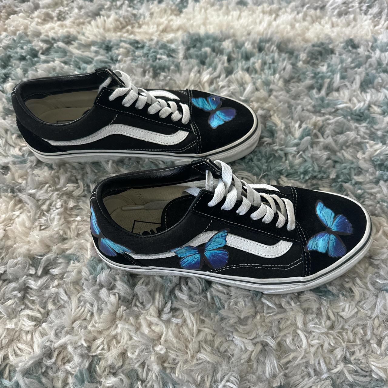 Beautiful blue butterfly custom Vans ! There is one... - Depop