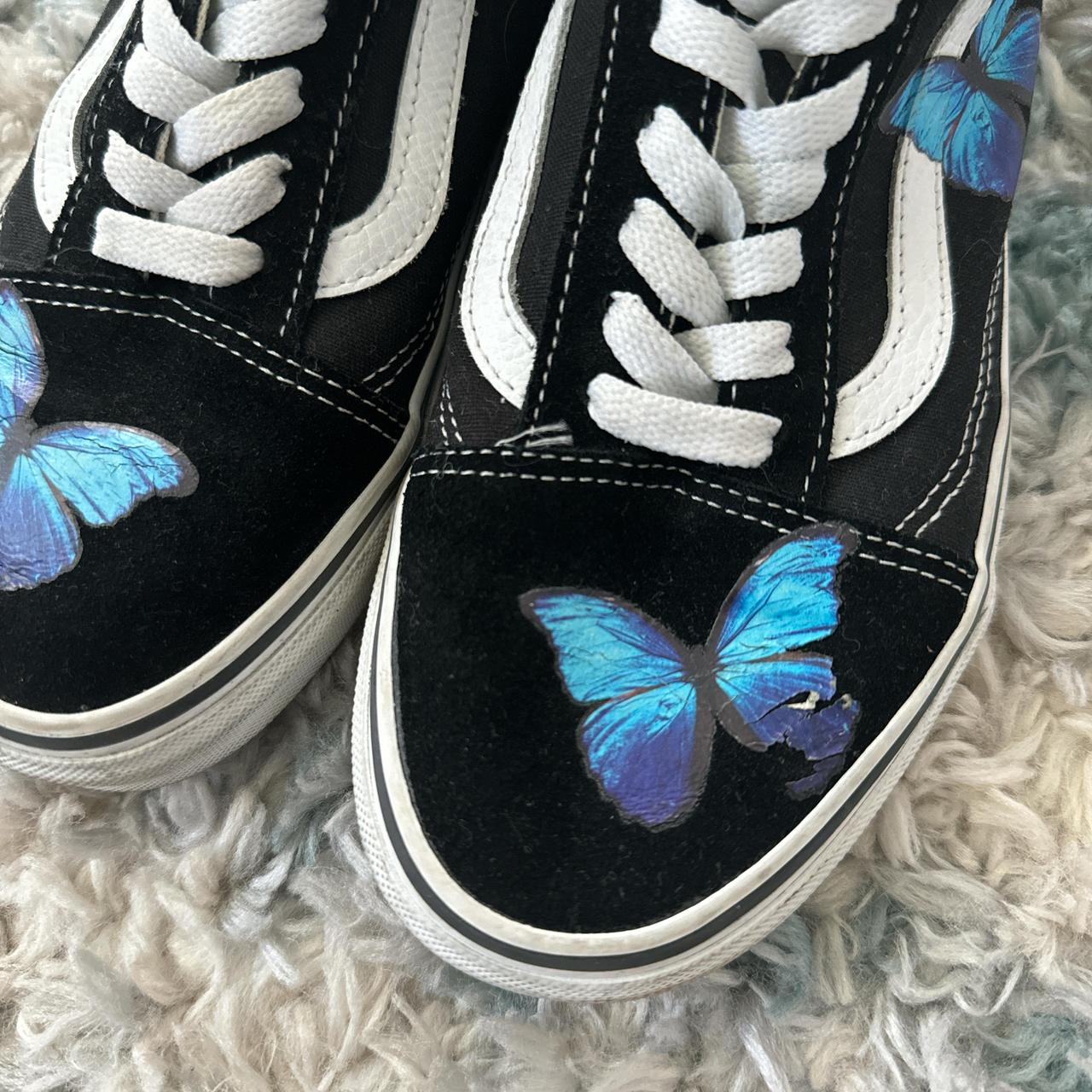 Beautiful blue butterfly custom Vans ! There is one... - Depop