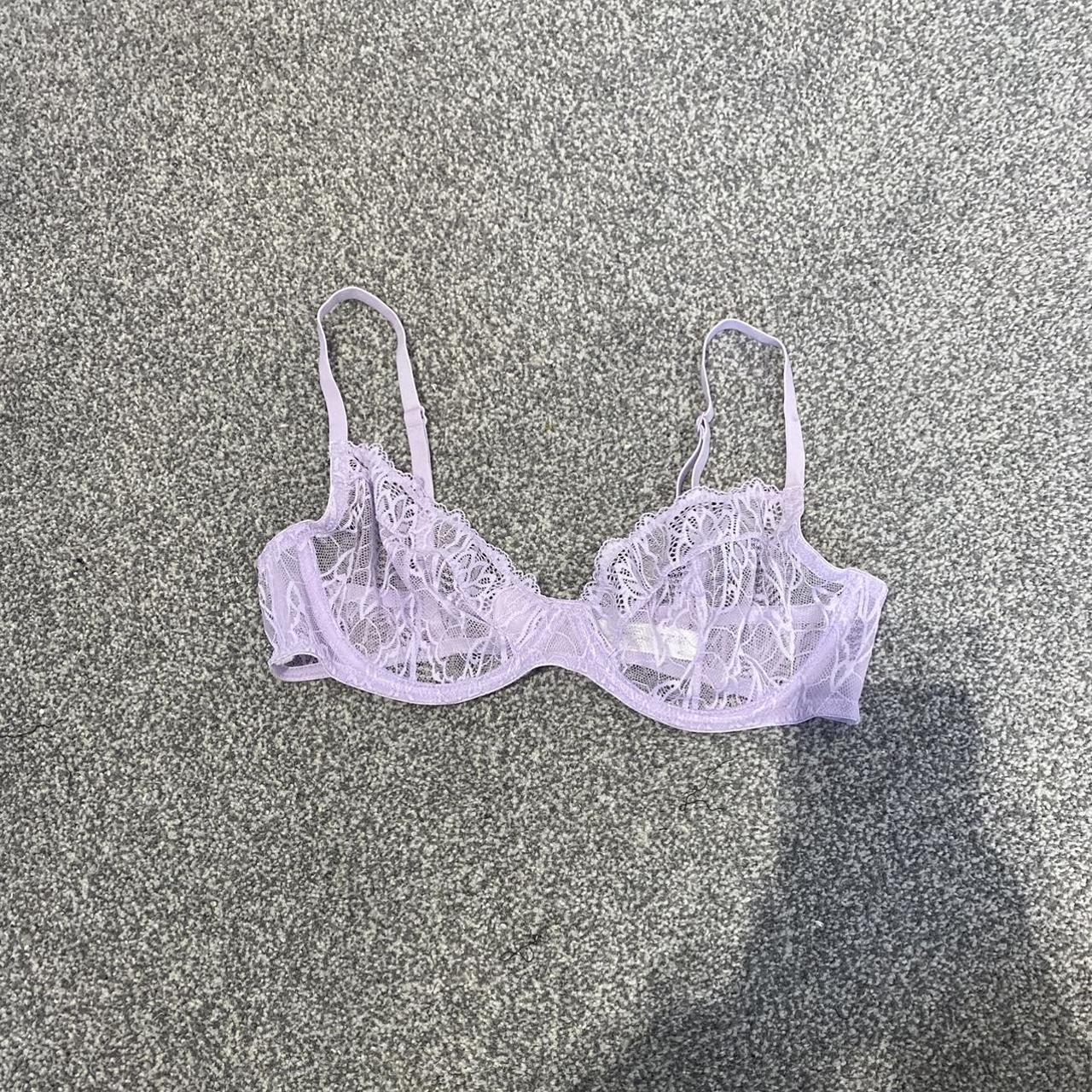 Lilac Lace Balconette Bra from Primark Size... - Depop