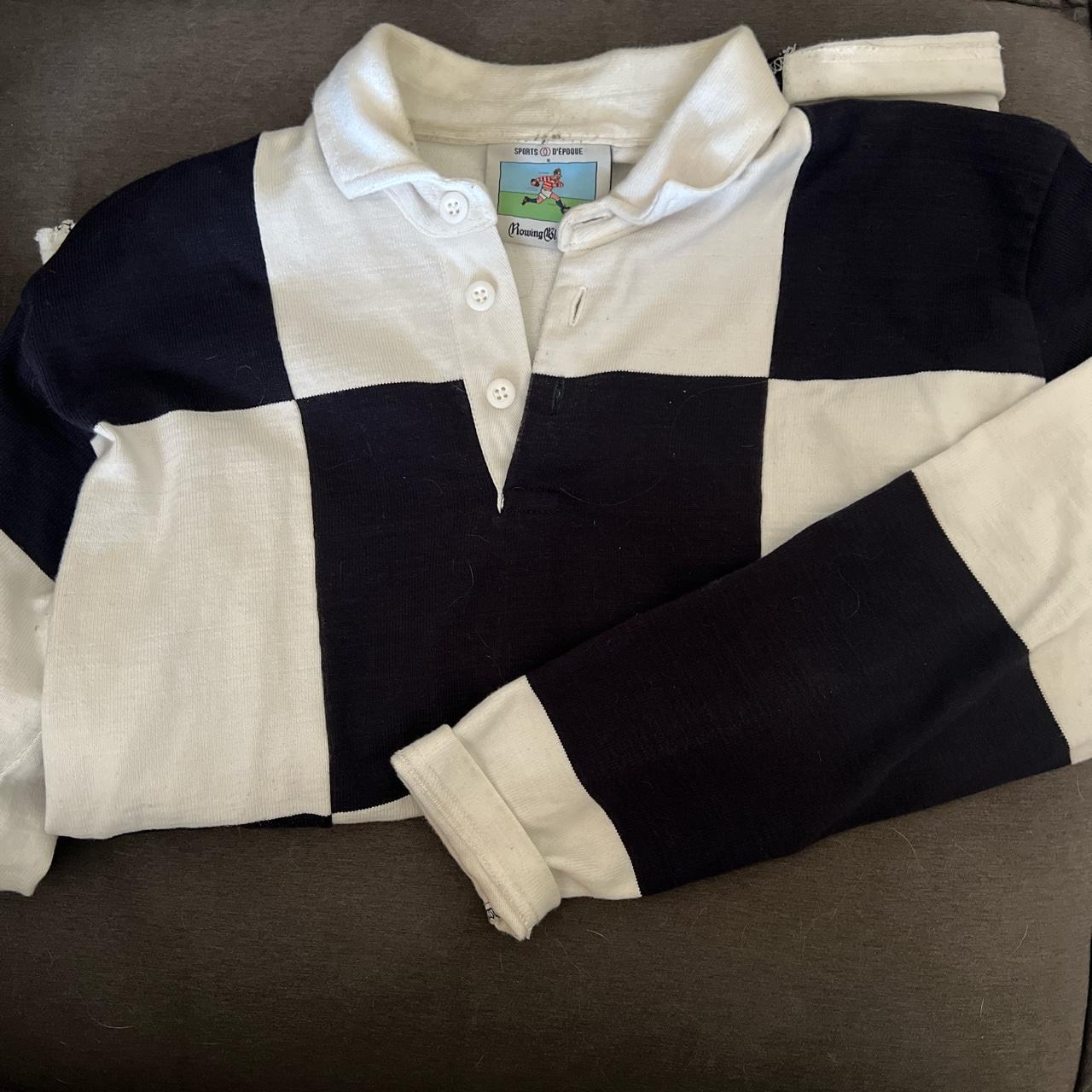 Rowing Blazers Men's Black and White Jumper | Depop