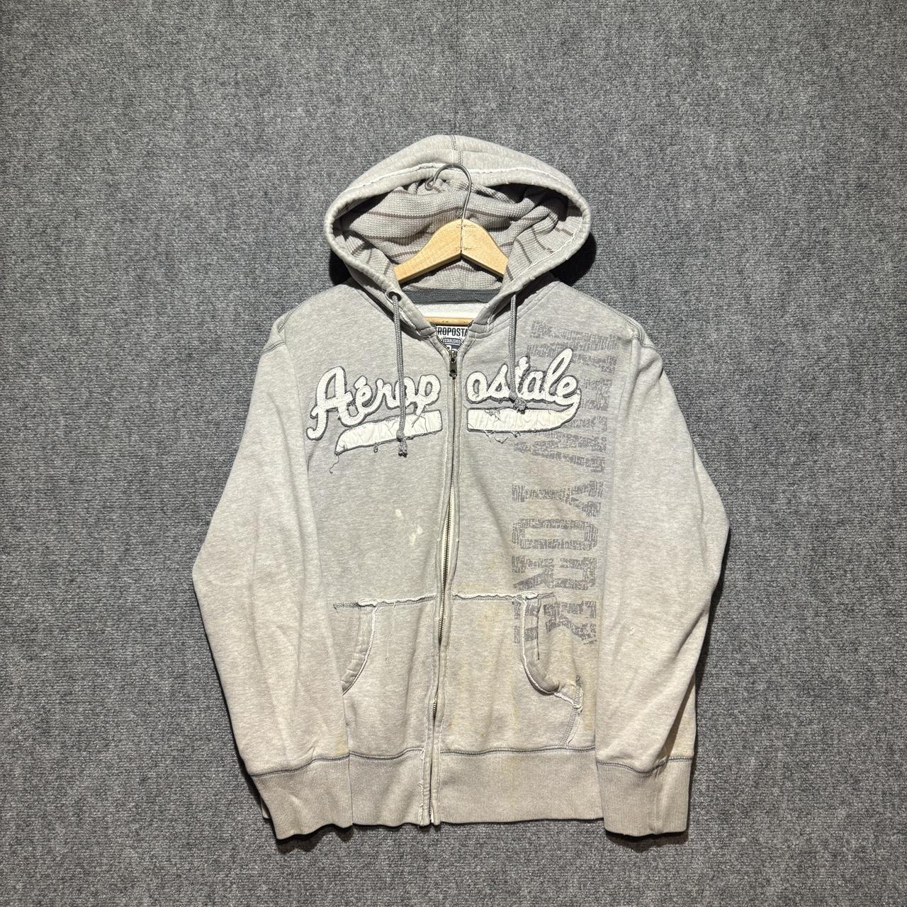 Aeropostale Zip Up Hoodie Men’s M Gray Y2K... - Depop