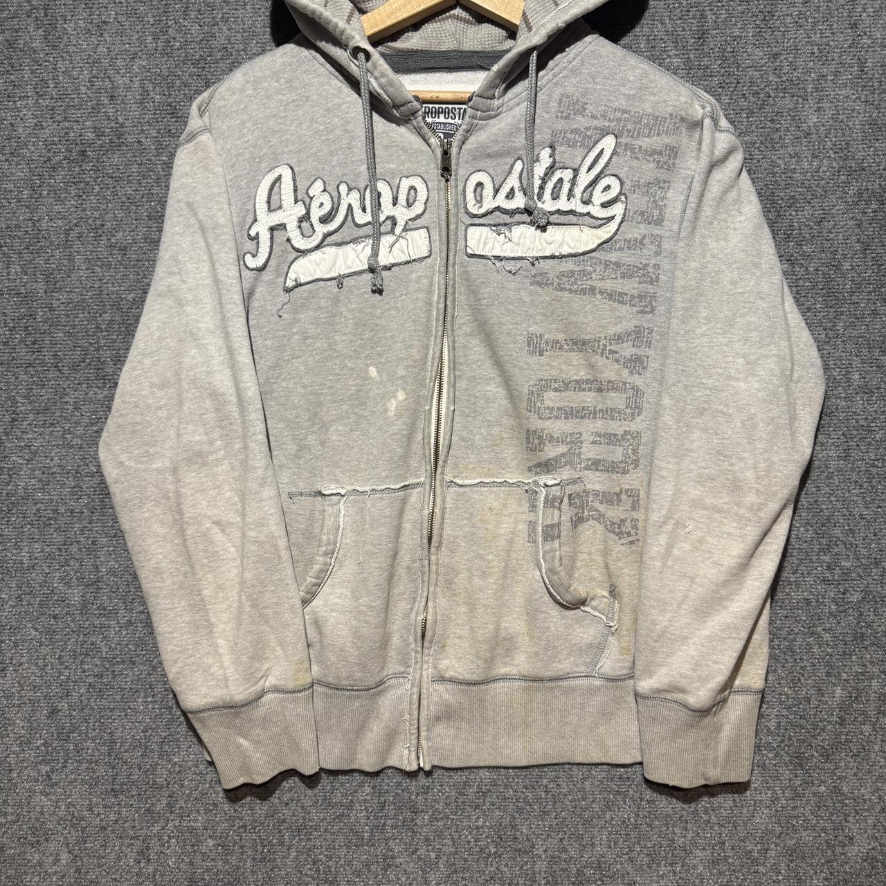 Aeropostale Zip Up Hoodie Men’s M Gray Y2K... - Depop