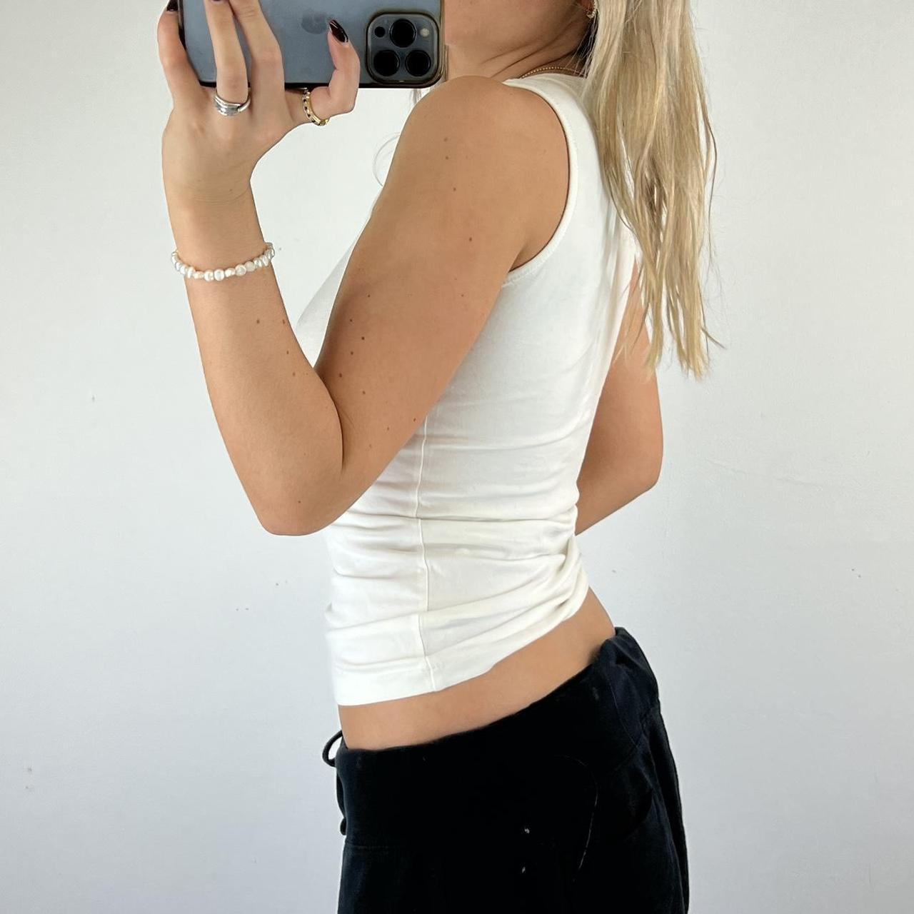 Vintage white cami with ruched detail Model size... - Depop