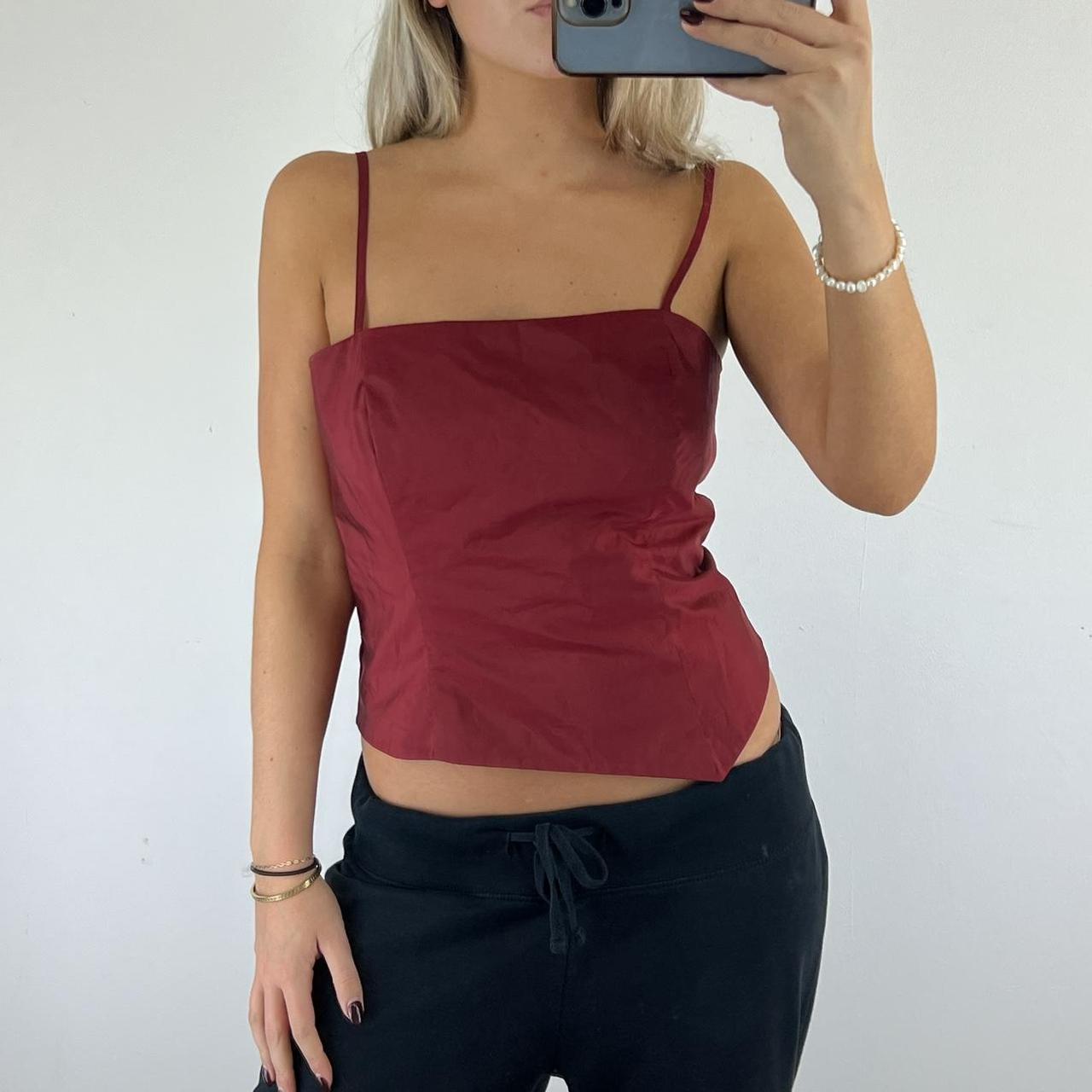 Insane vintage Italian dark red asymmetric top Model... - Depop