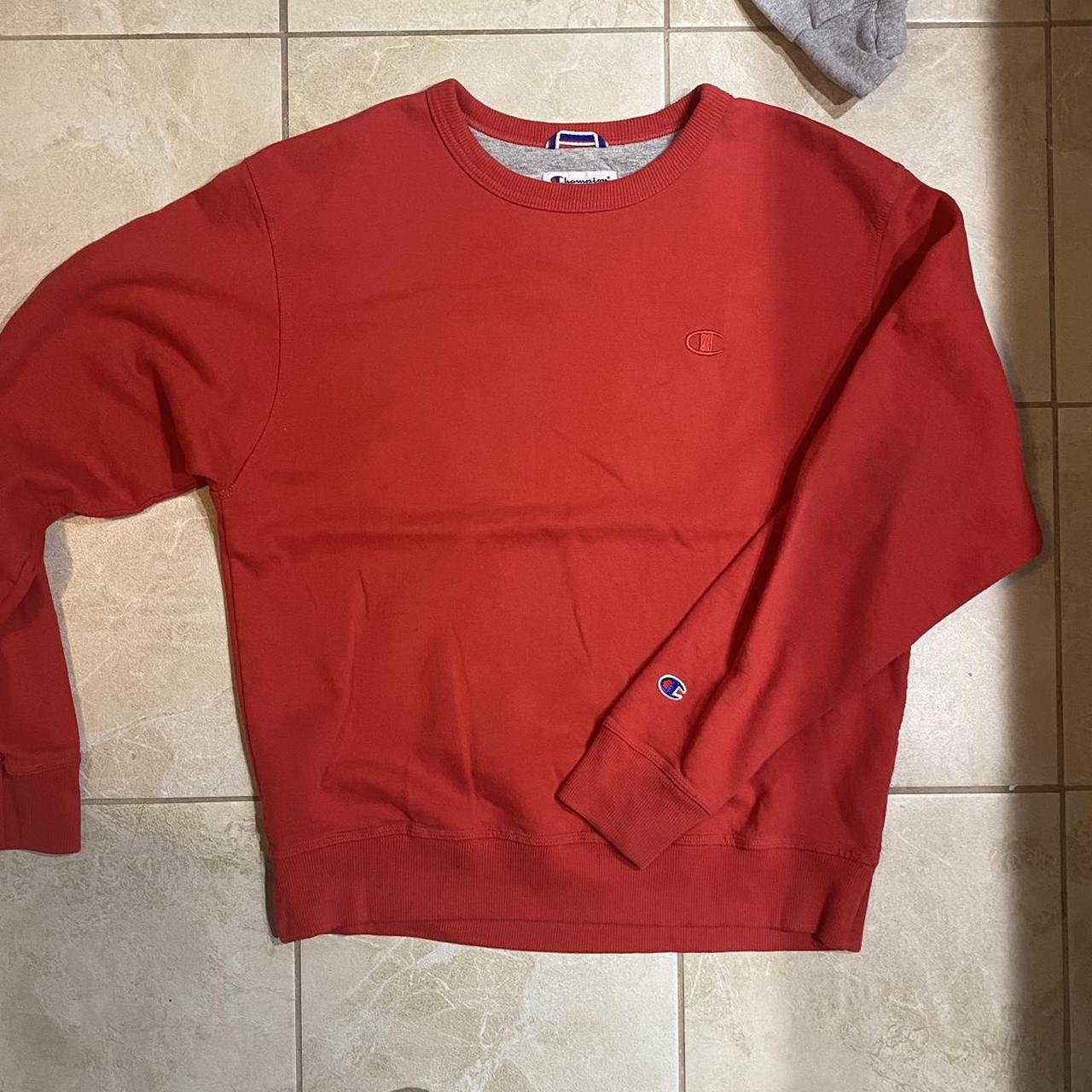 Red Champion Sweater - Depop