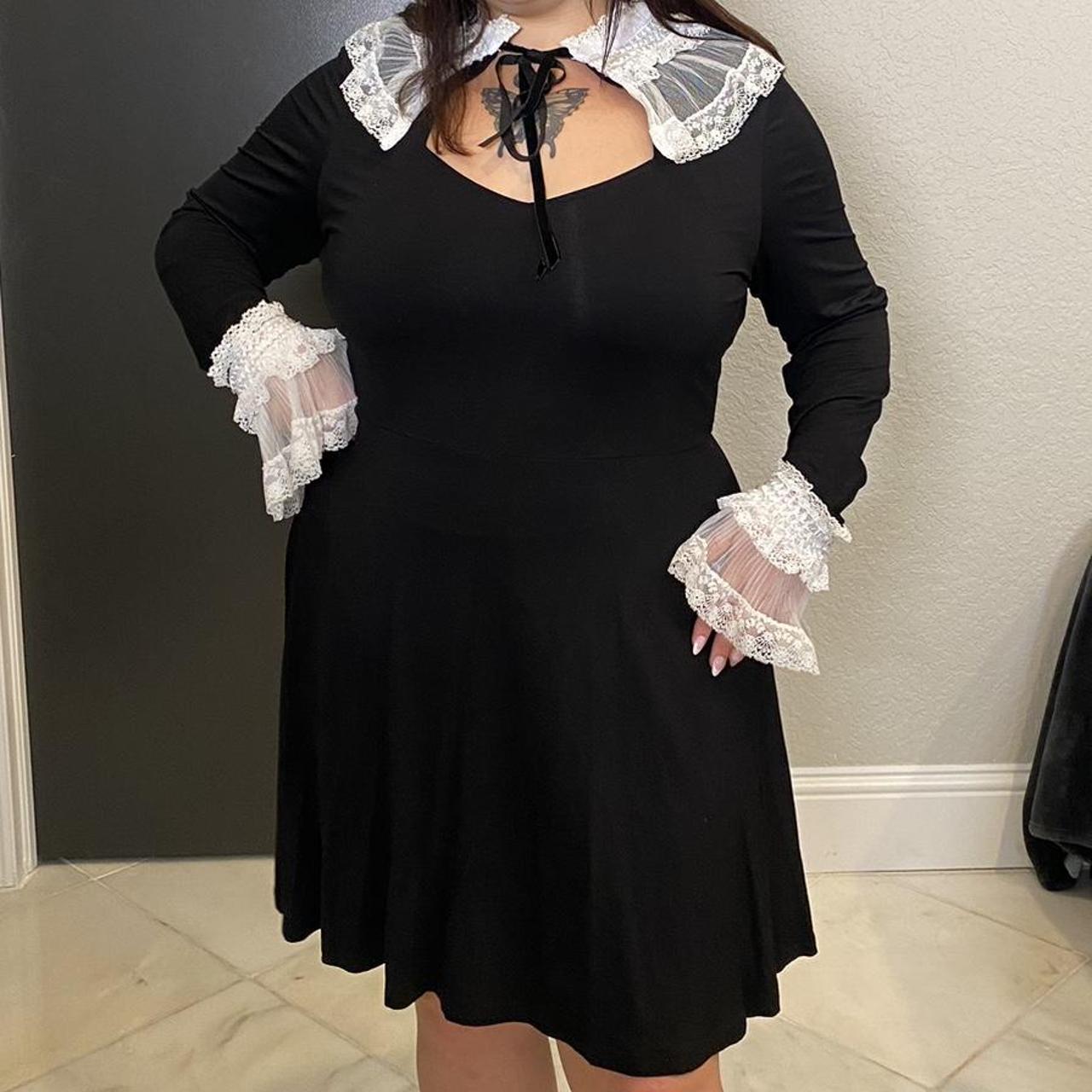 Rare Deadstock Gothic Killstar Aline Dress with Lace... - Depop