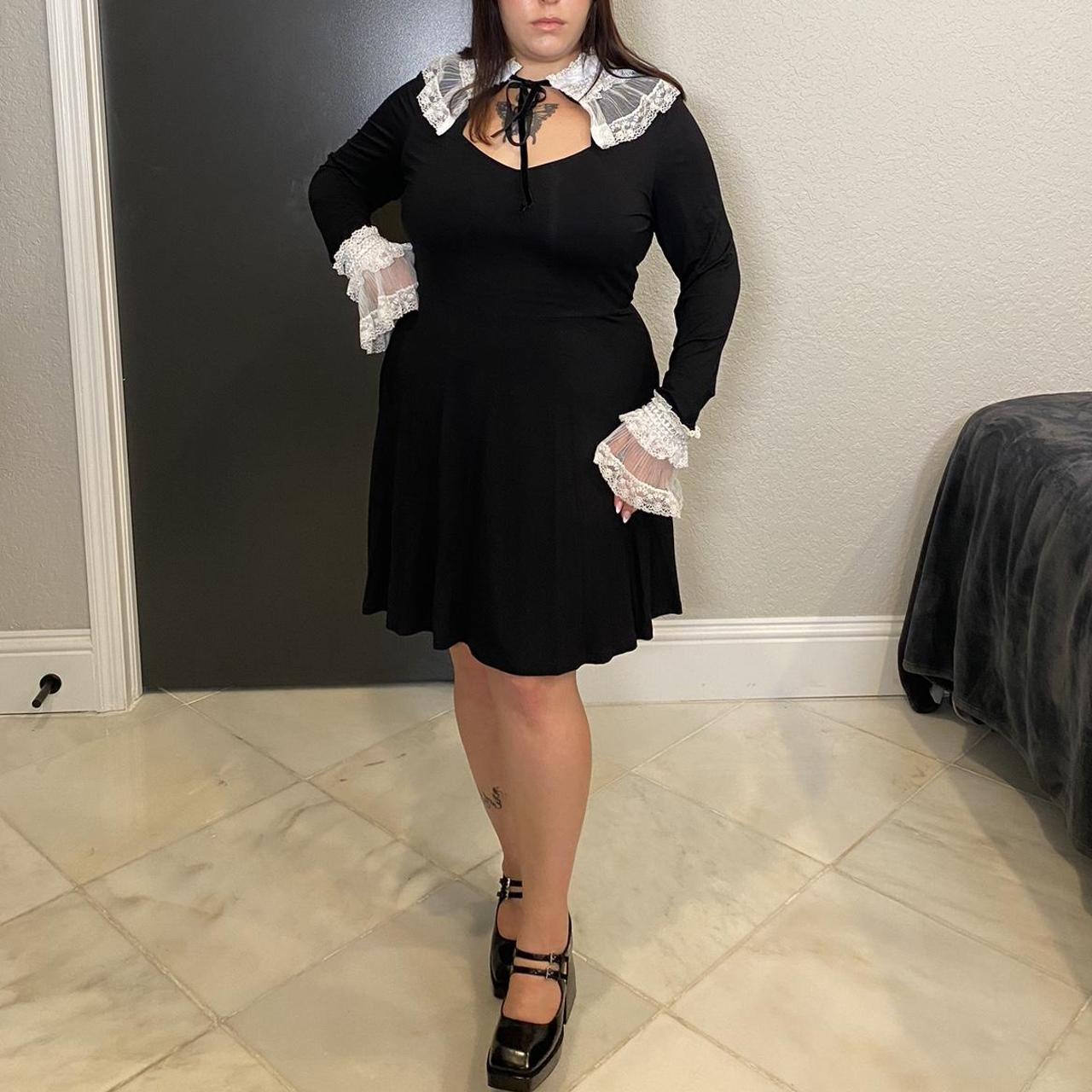 Rare Deadstock Gothic Killstar Aline Dress with Lace... - Depop