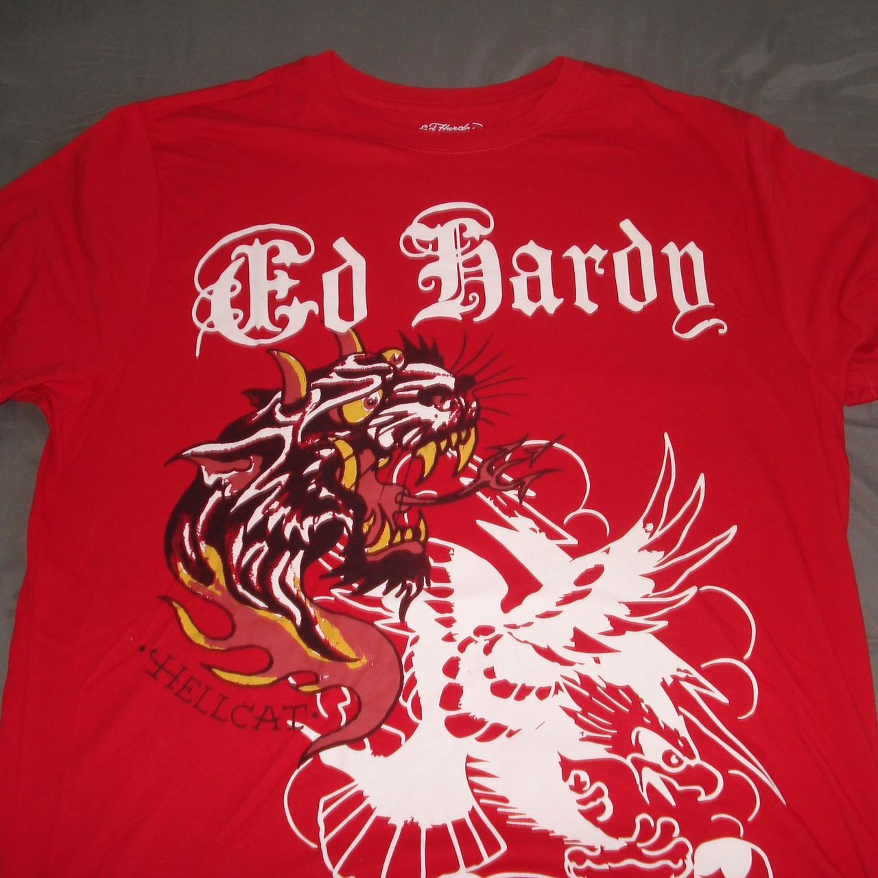 Ed hardy red graphic shirt brand new - Depop
