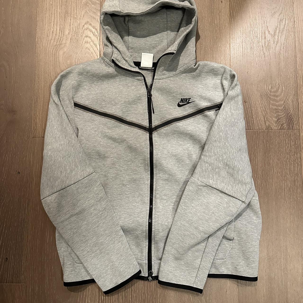 Nike Tech Fleece grey and black hoodie - Depop