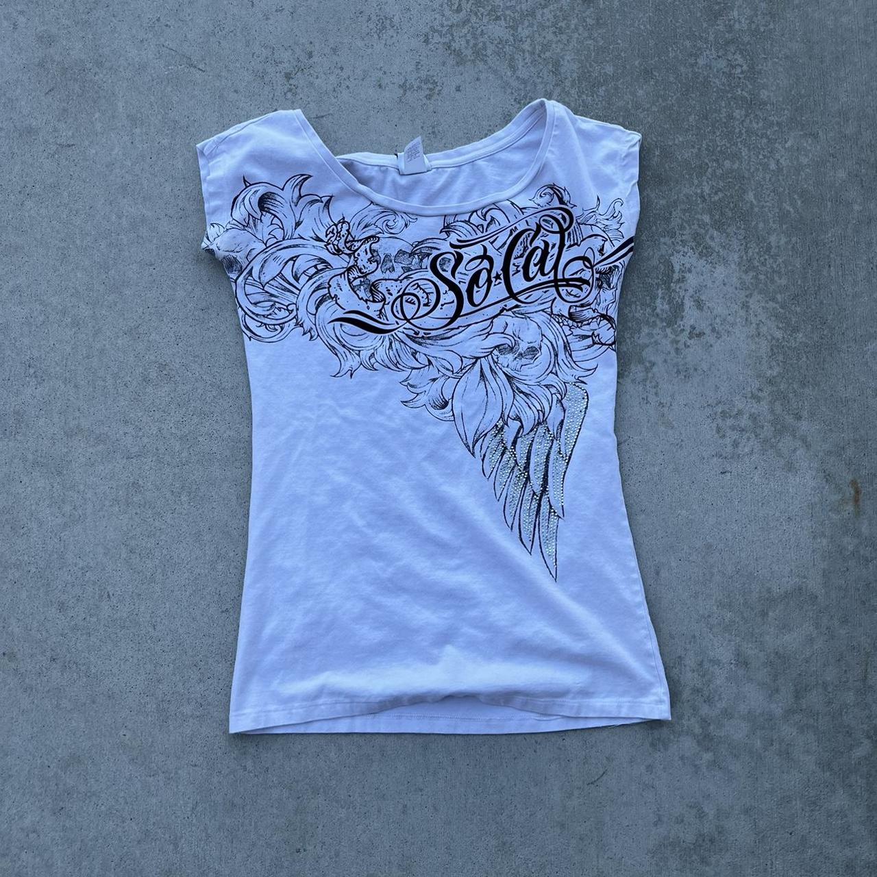 2000’s SoCal Y2K Skater Cut Women’s Tee large good... - Depop