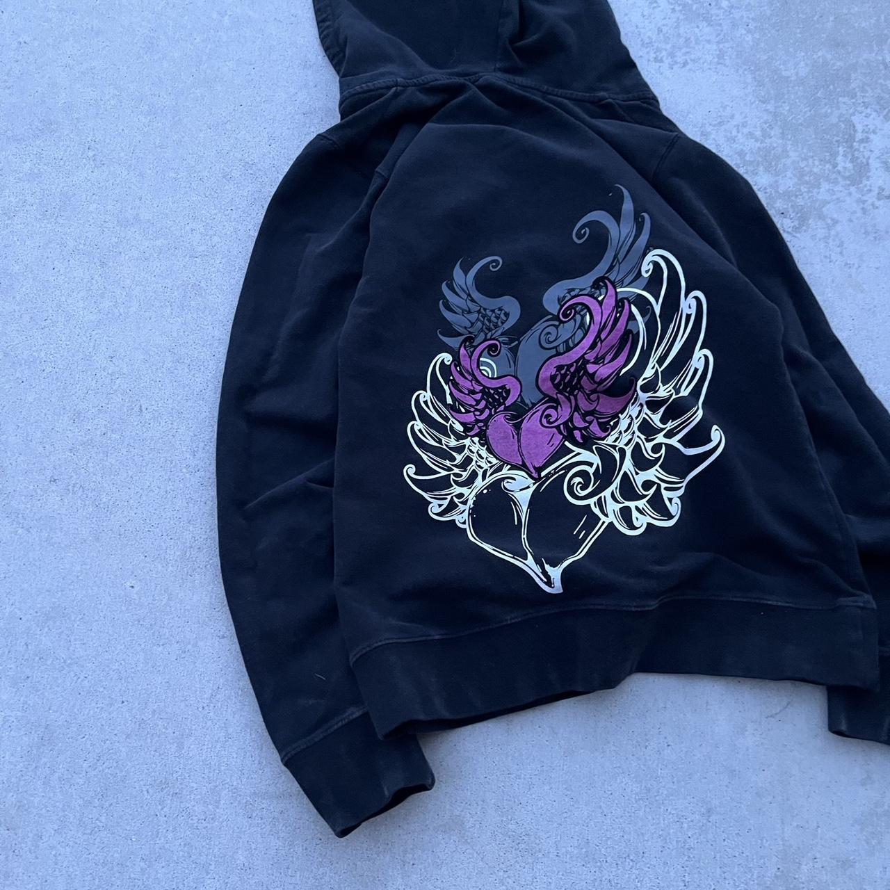 2000’s Y2K Socal Zip Up Black Hoodie large good... - Depop