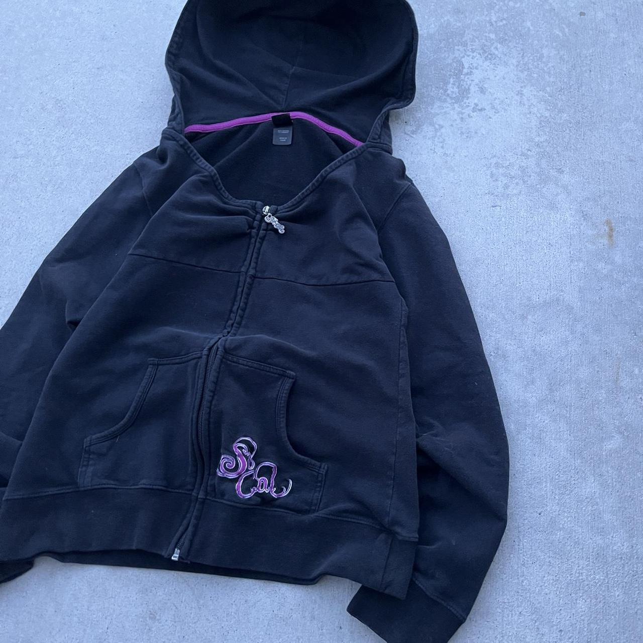 2000’s Y2K Socal Zip Up Black Hoodie large good... - Depop