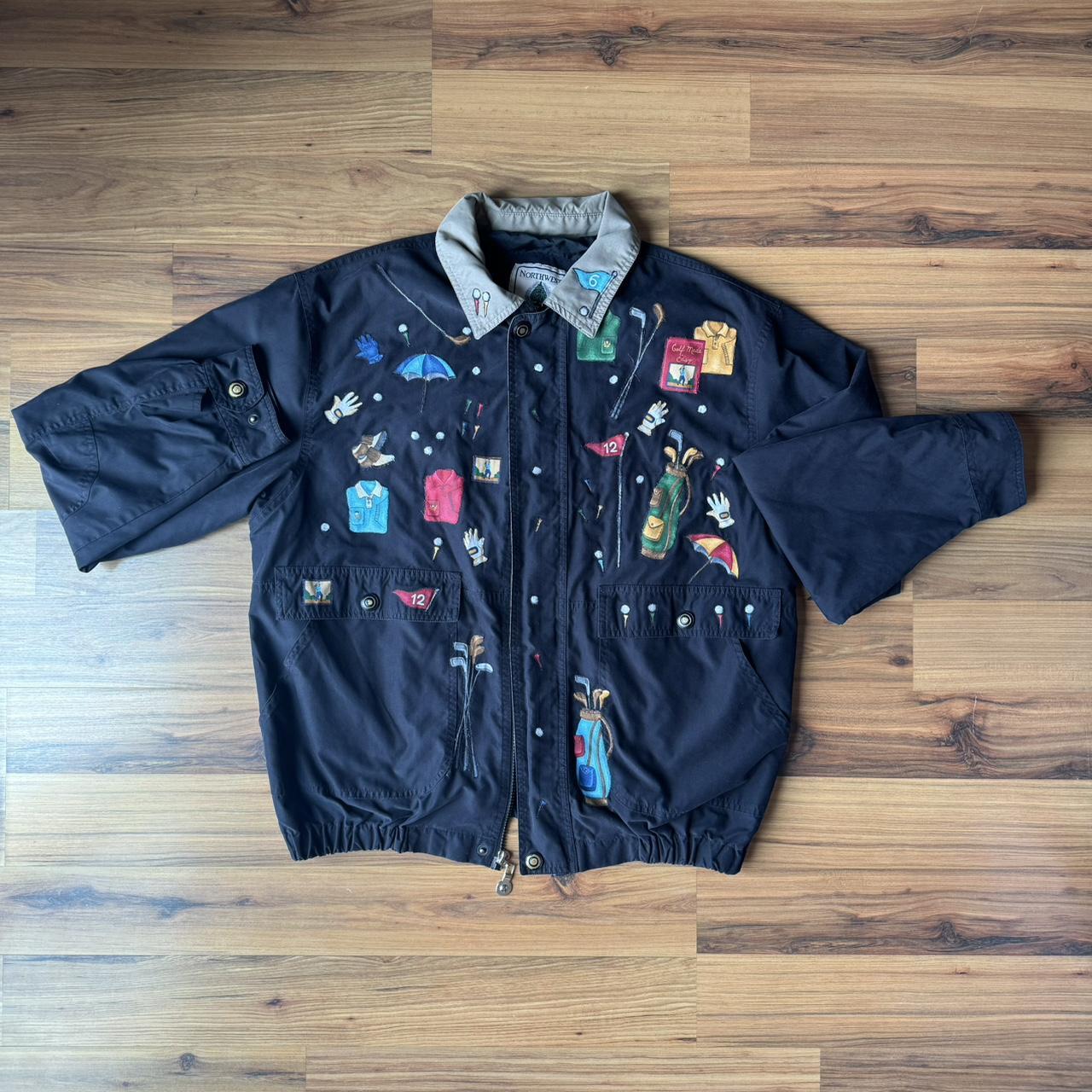 Vintage custom Golf jacket with patches and custom... - Depop