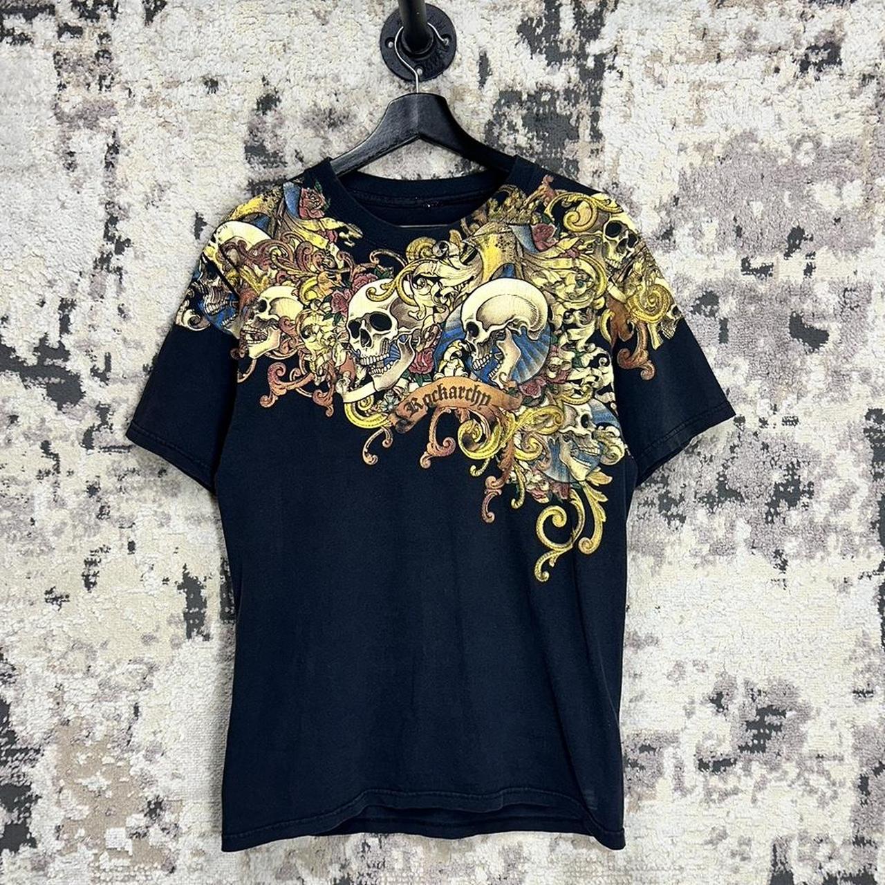 Vintage 2000s Y2K Grunge Skulls Tshirt Condition... - Depop