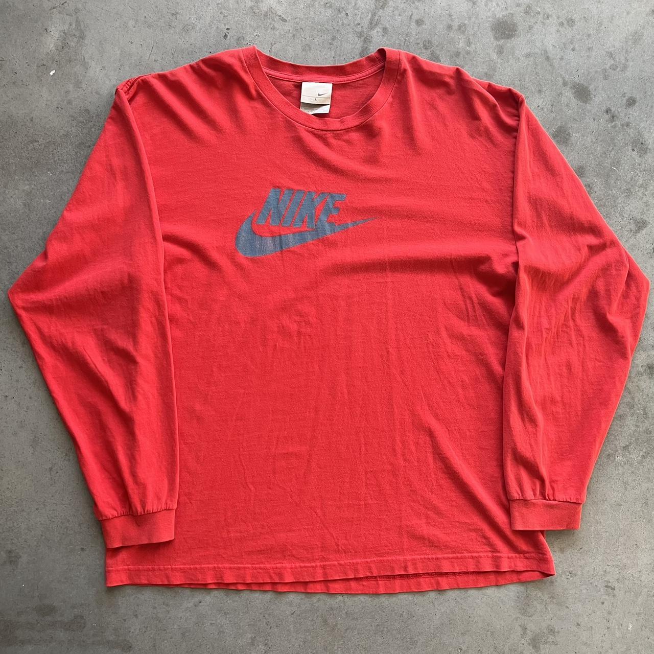 vintage y2k nike swoosh red long sleeve tshirt ★... - Depop